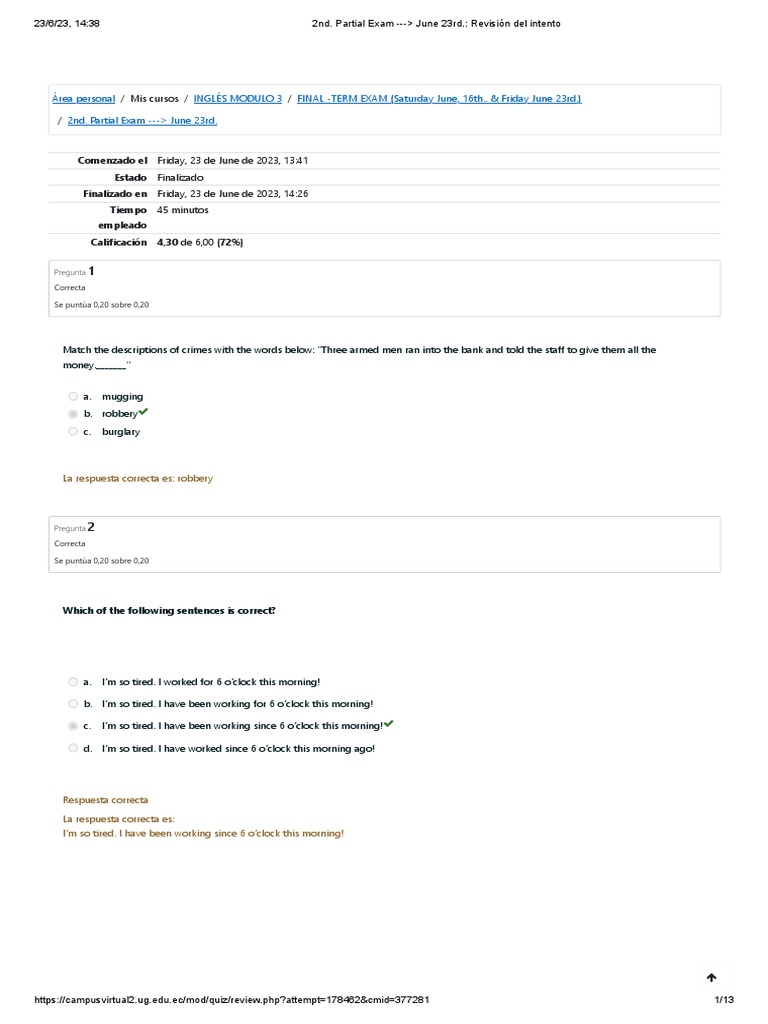 2nd. Partial Exam - June 23rd. - Revisión Del Intento | PDF