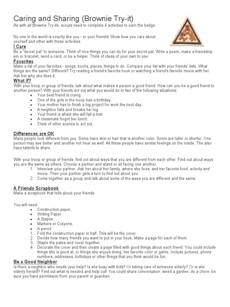 Brownie Try It caring and sharing | PDF