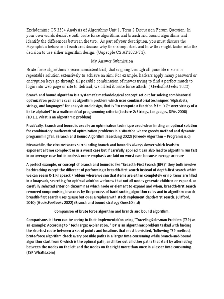 Ezehdominic CS 3304 Analysis of Algorithms Unit 1 | PDF | Algorithms | Theoretical Computer Science