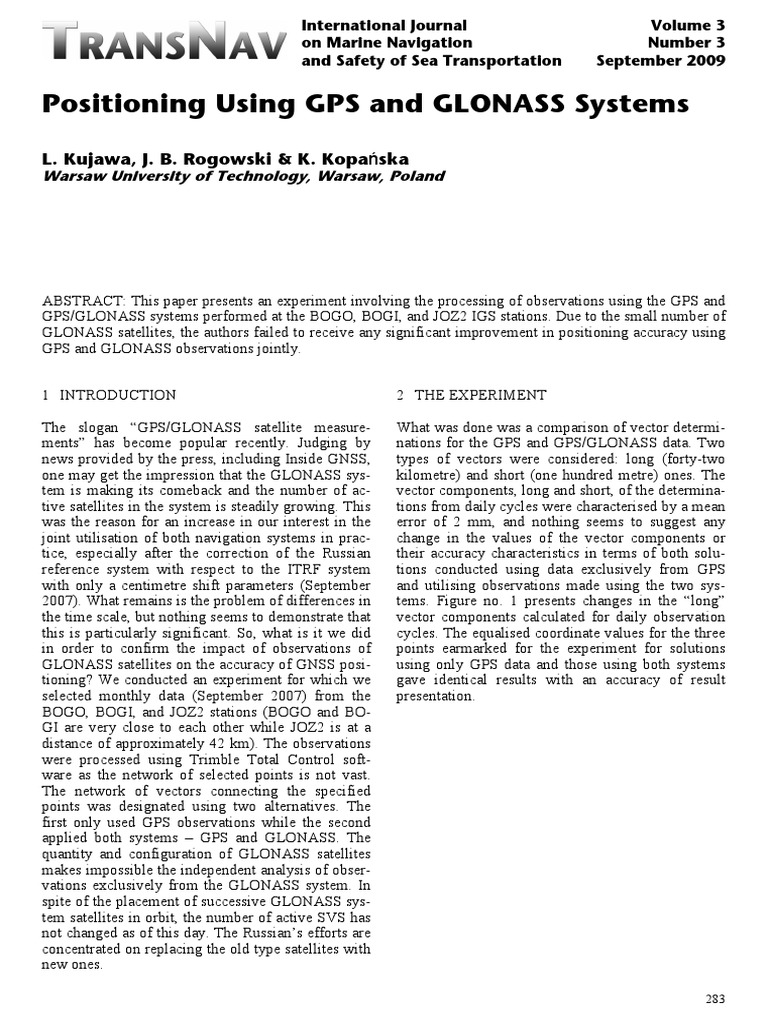 Positioning Using Gps And Glonass Systems Pdf Global Positioning System Navigation