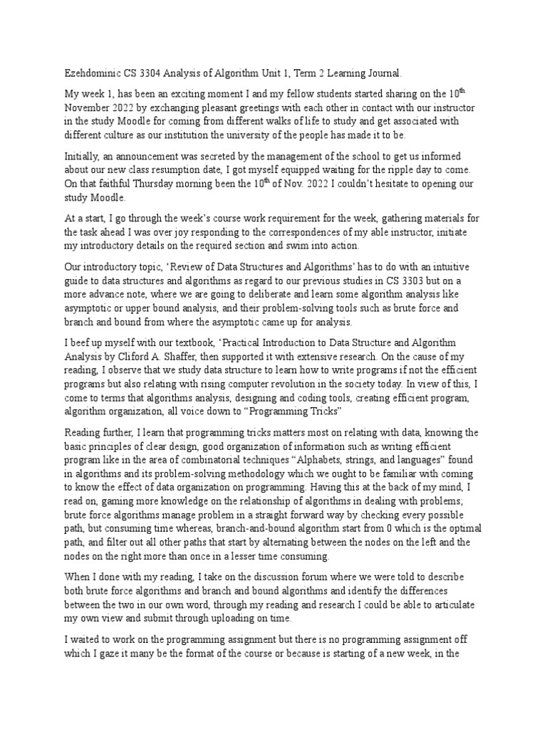 Ezehdominic CS 3304 | PDF | Computer Programming | Algorithms