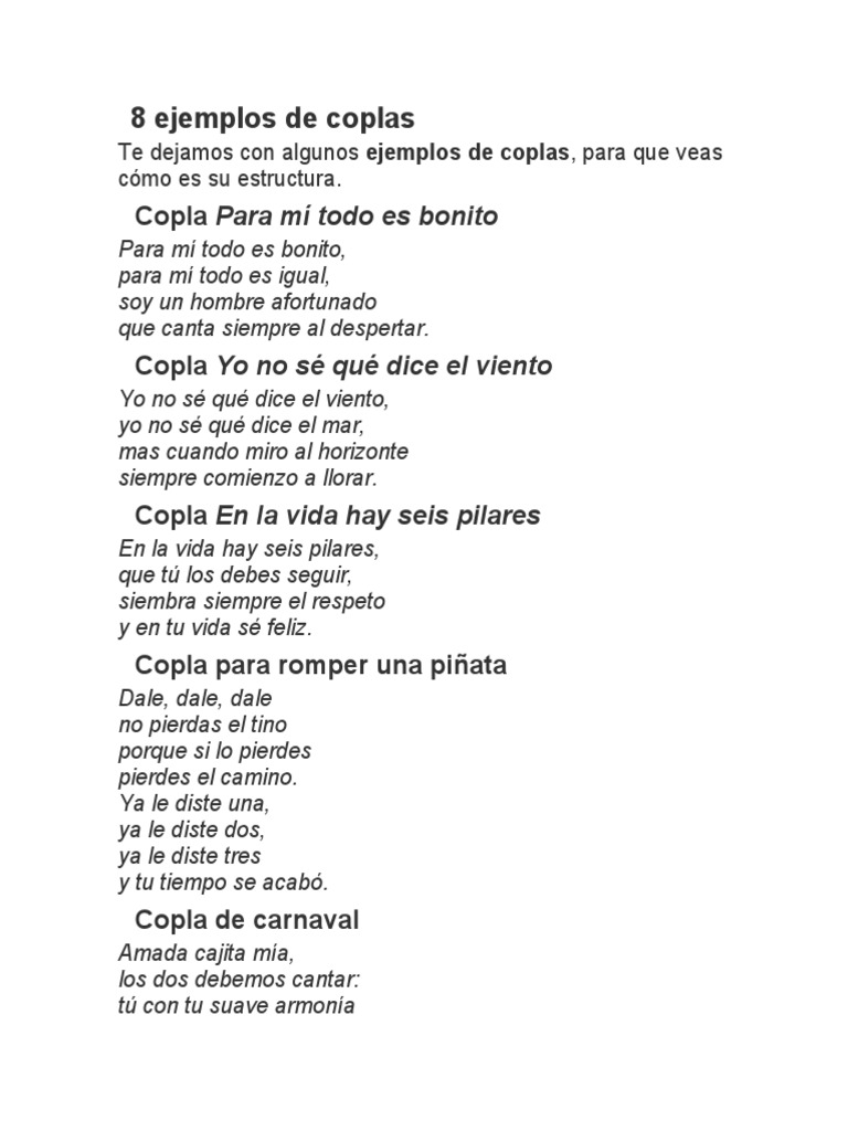 8 Ejemplos de Coplas | PDF