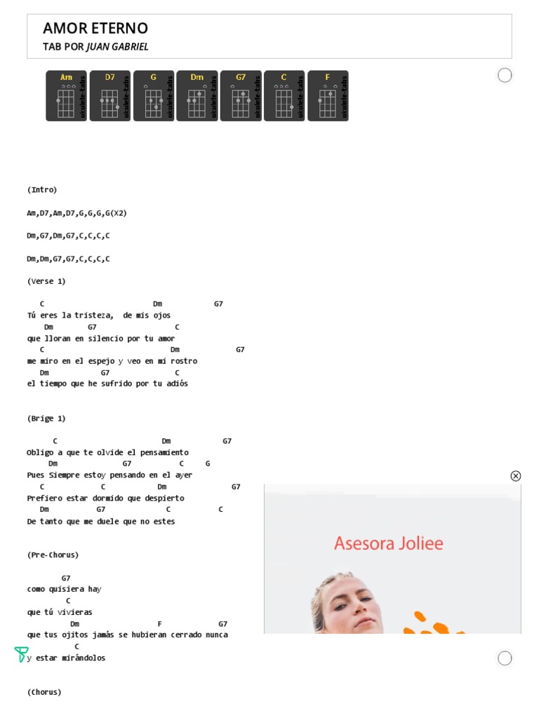Amor Eterno Tab por Juan Gabriel - Ukulele Tabs | PDF