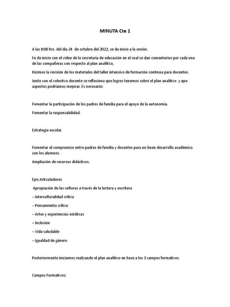 Minutas | PDF | Maestros | Enseñando