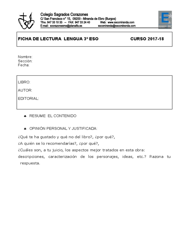 Ficha Borrador Examen de Lectura | PDF