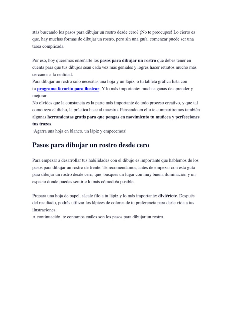 Stás Buscando Los Pasos Para Dibujar Un Rostro Desde Cero Pdf