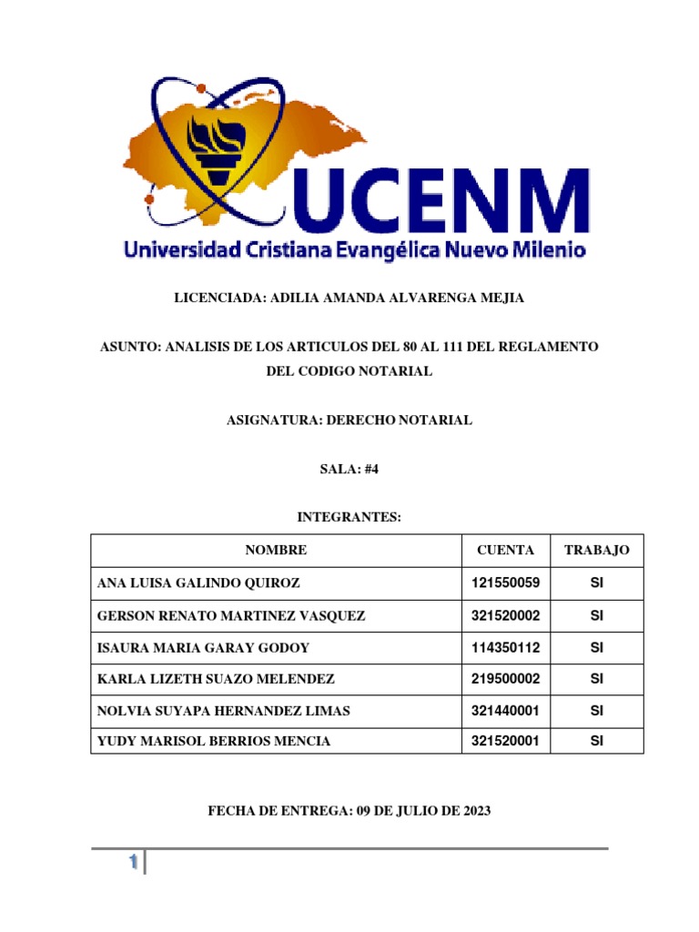 Informe Derecho Notarial - Analisis 80 Al 111 - 072623 | PDF | Cónsul ...