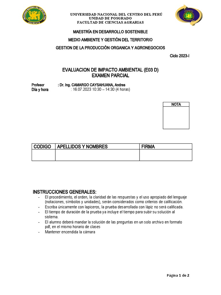 Examen Parcial de Eia | PDF