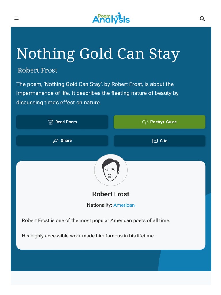 Robert Frost's Nothing Gold Can Stay | PDF