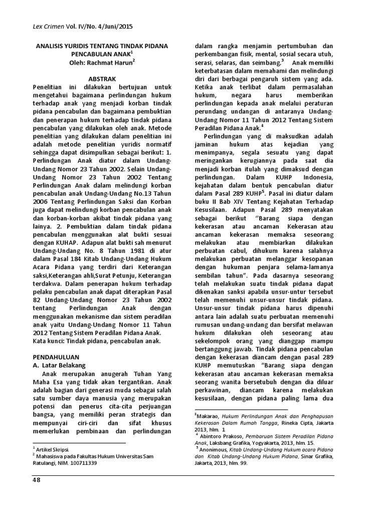Analisis Yuridis Tentang Tindak Pidana Pencabulan Anak | PDF