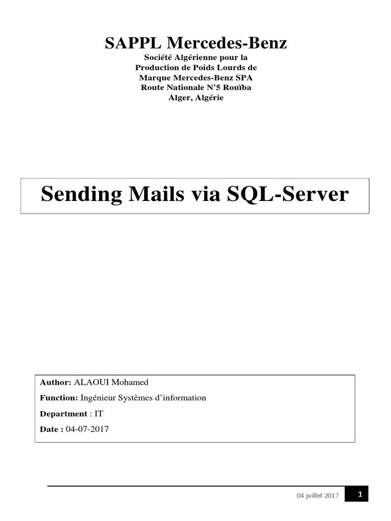 Sending Mails Via SQL-Server | PDF | Microsoft Sql Server | Data Management Software