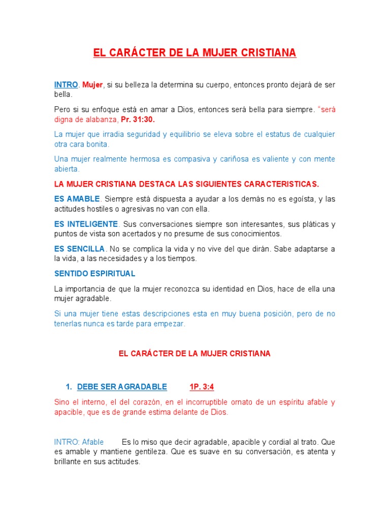 Características de la Mujer Cristiana | PDF