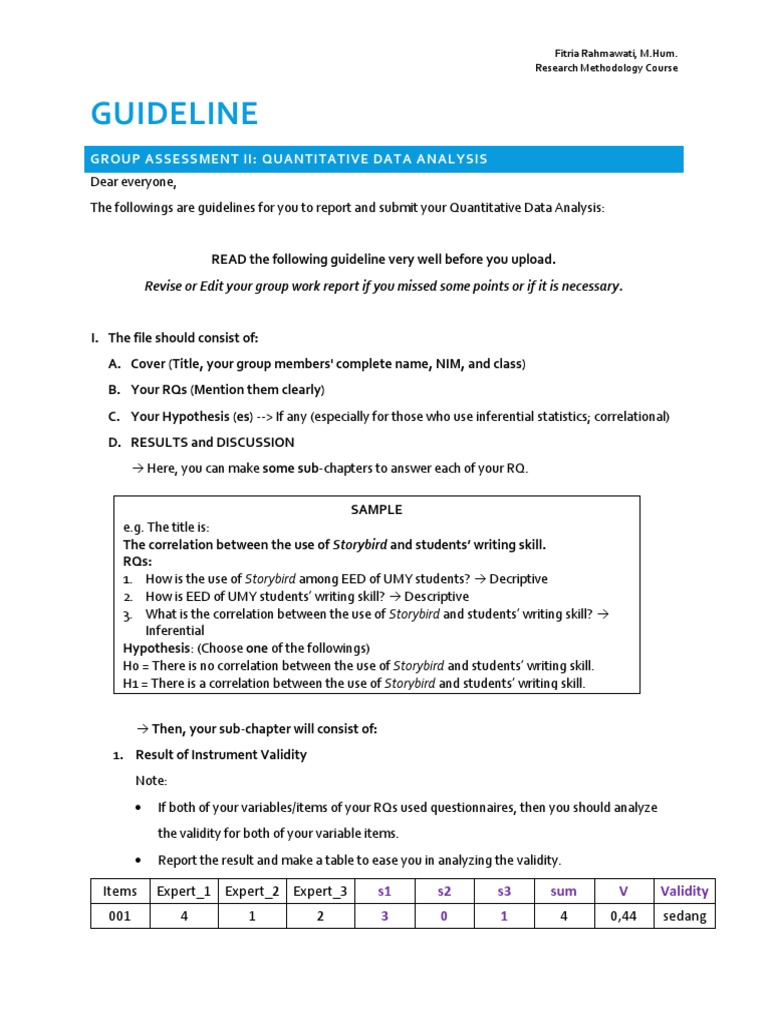 GUIDELINE of Group Assessment II - Quantitative Data Analysis-Batch ...