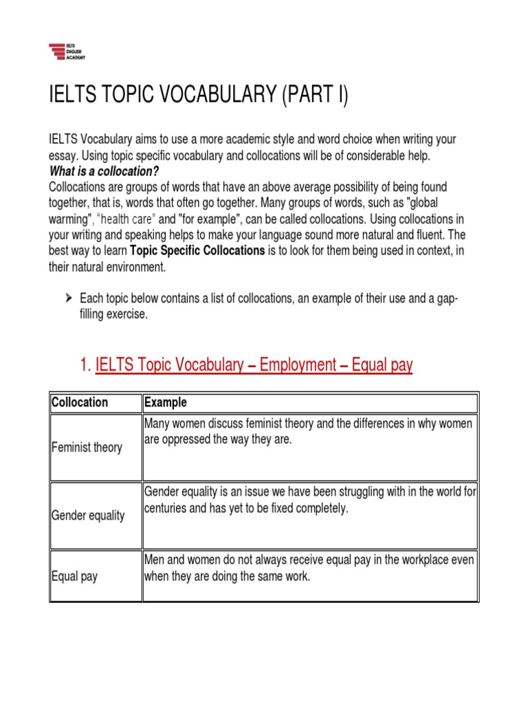 6-Ielts Topic Vocabulary Part I | PDF | Career & Growth | Wellness