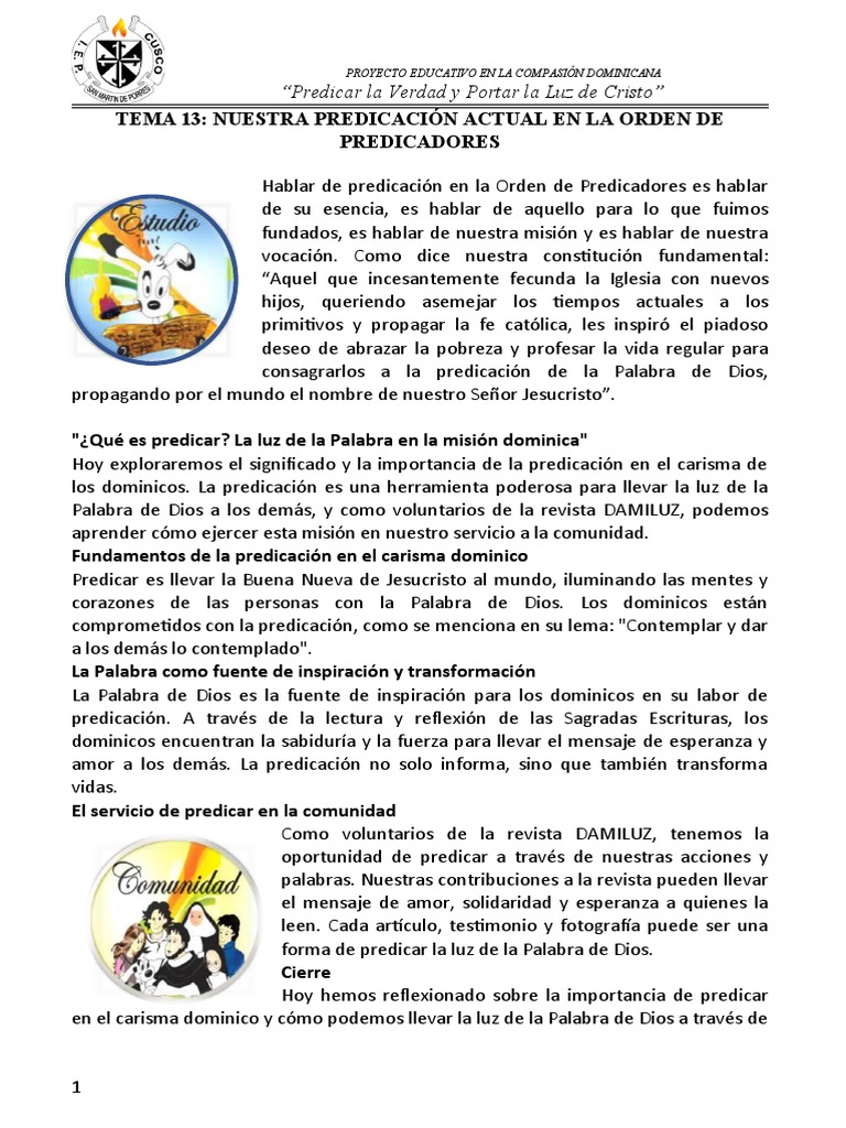 Tema 013 | PDF | Amor | Orden dominicana