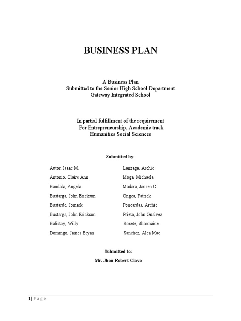 Business Plan Entrep - (Group 4) | PDF | Economies | Foods