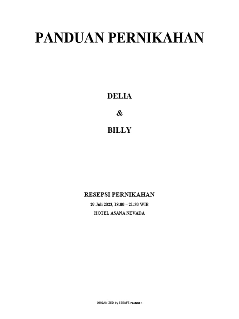 Panduan Pernikahan Billy Dan Adela | PDF