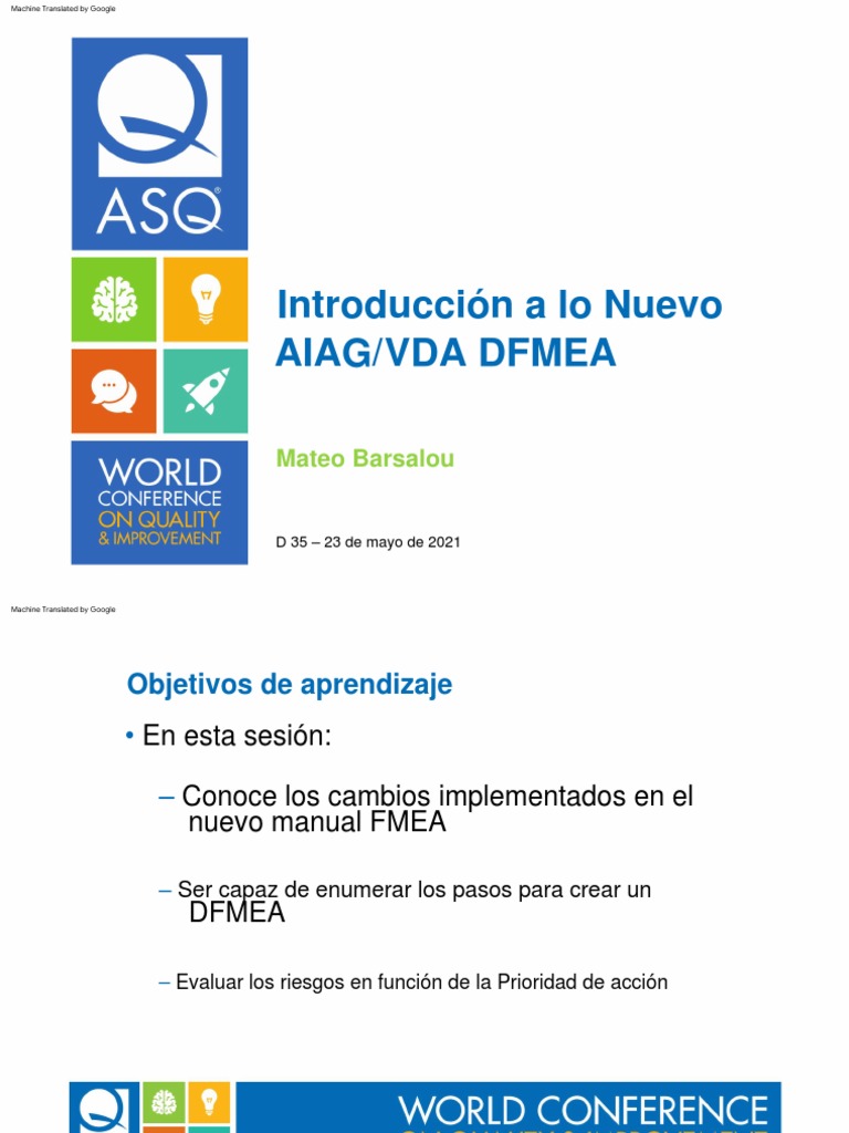 Introduction-To-The-New-Aiag-Vda-Dfmea - Barsalou Español | PDF Introduction-To-The-New-Aiag-Vda-Dfmea - Barsalou Español | PDF