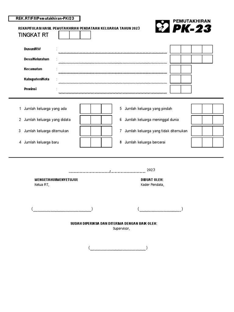 Form Rek - RT Dan Rek - Des 2023 | PDF