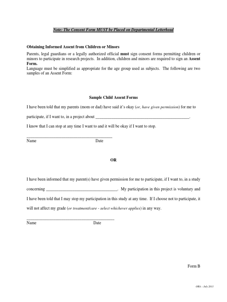 Sample Assent Form | PDF