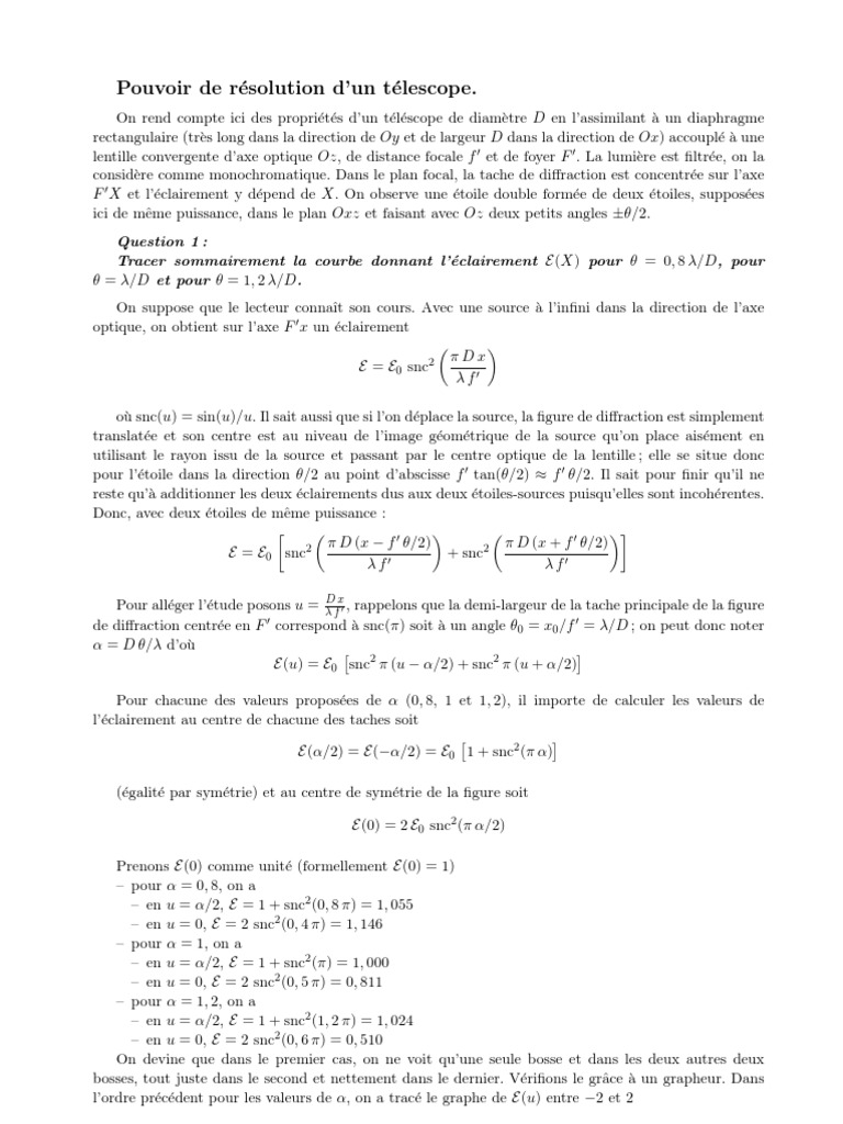 Pouvoir de résolution d'un télescope | PDF | Méthodes et références ...