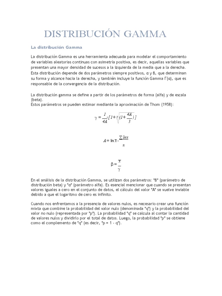 Distribución Gamma | PDF | Variable aleatoria | Muestreo (Estadísticas)