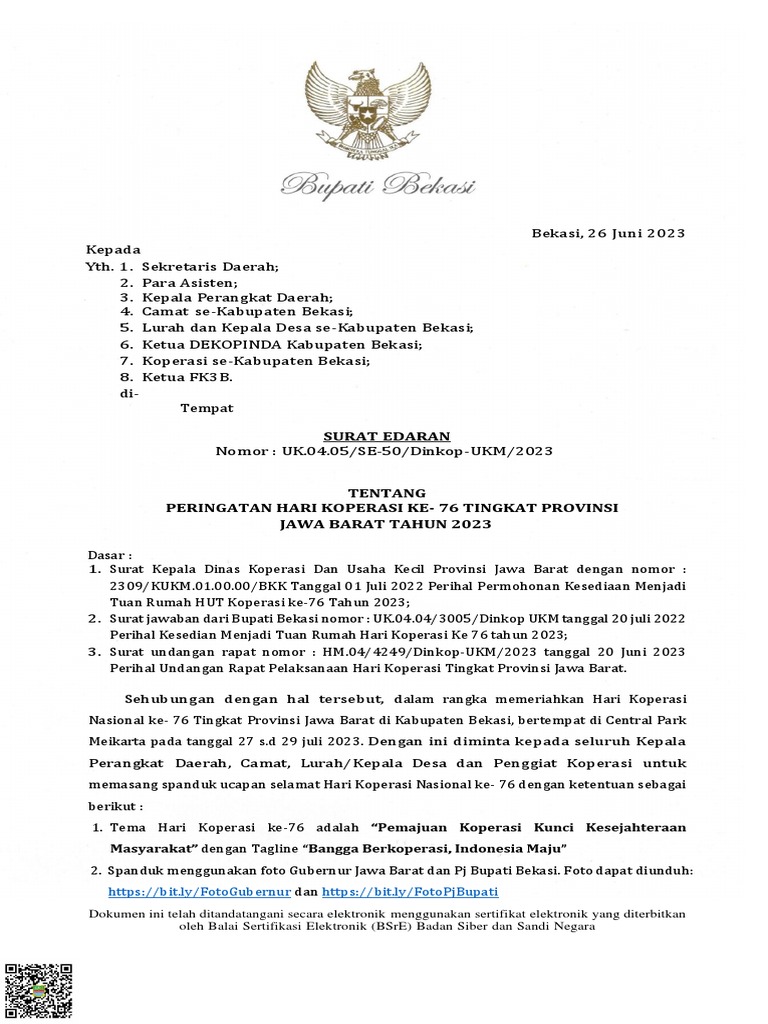 Surat Edaran Bupati Perihal Spanduk | PDF