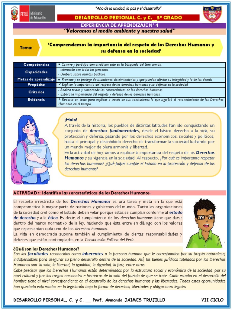 EDA 4 - 5to Sec. - DPCC | PDF | Derechos | Derechos humanos