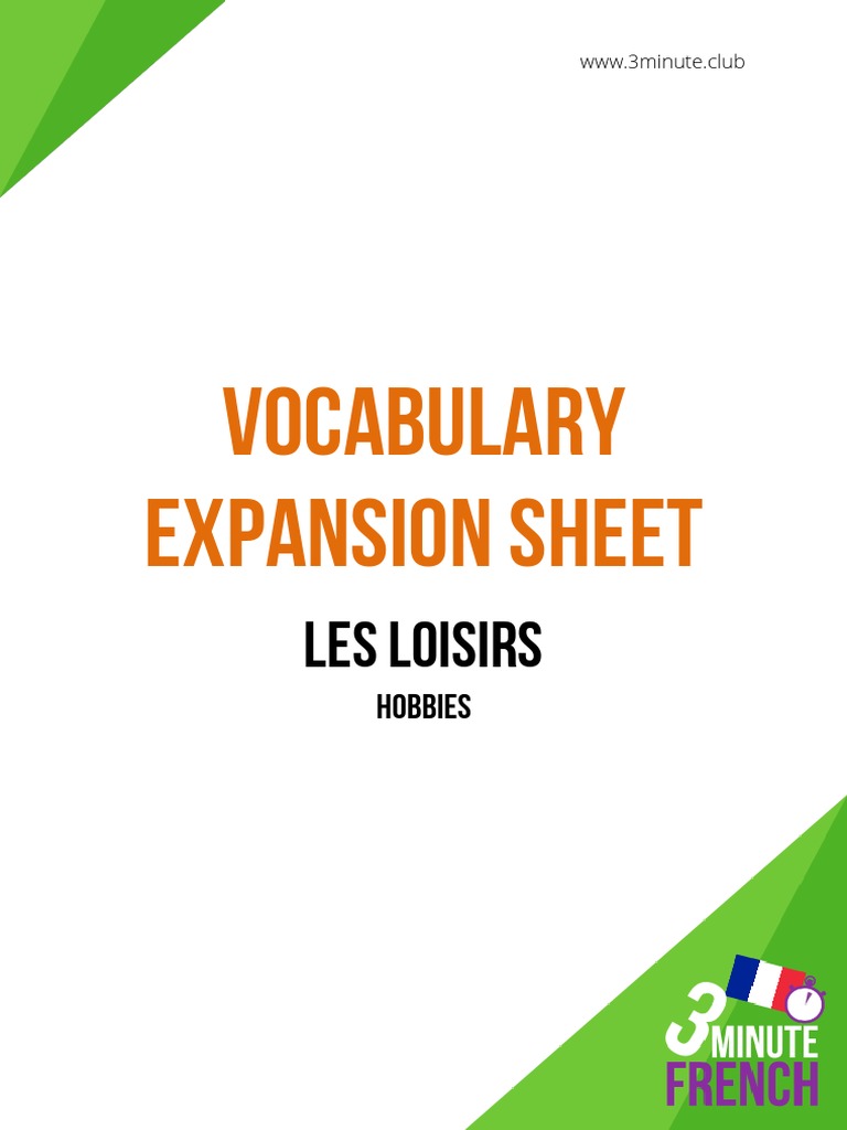 3 Minute French Les Loisirs | PDF