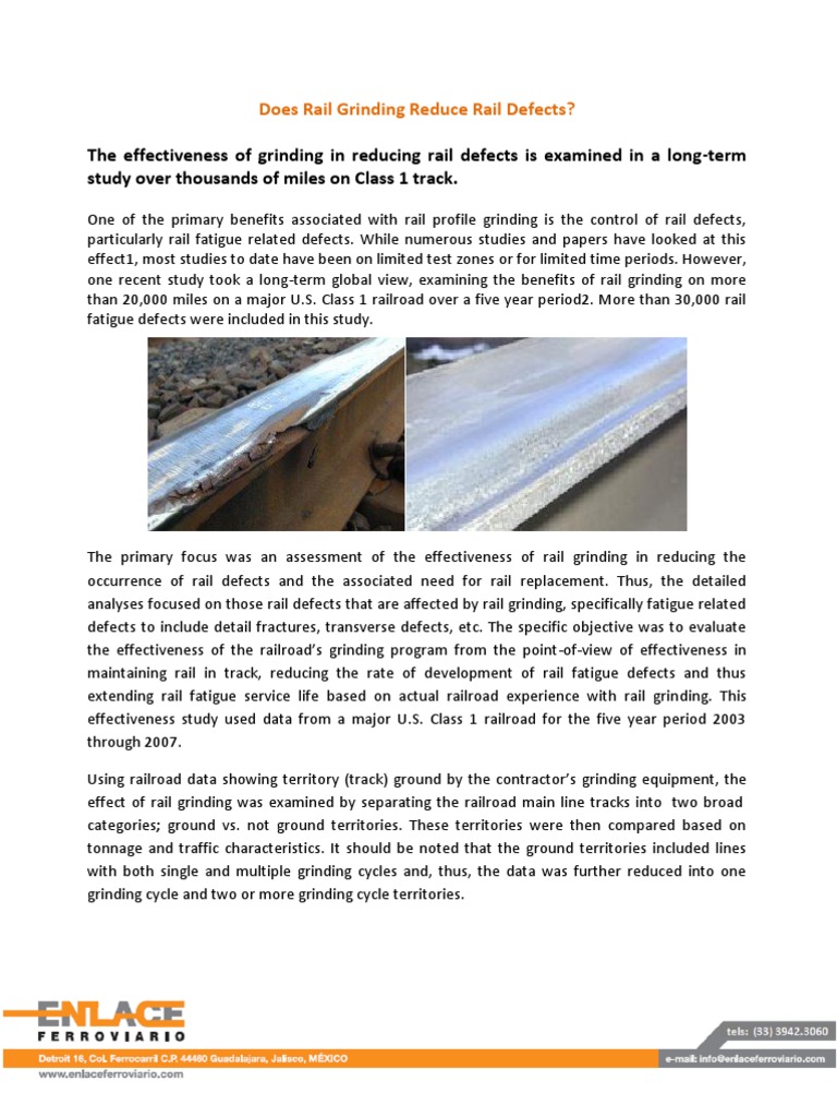 Does Rail Grinding Reduce Rail Defects | PDF | Track (Rail Transport ...