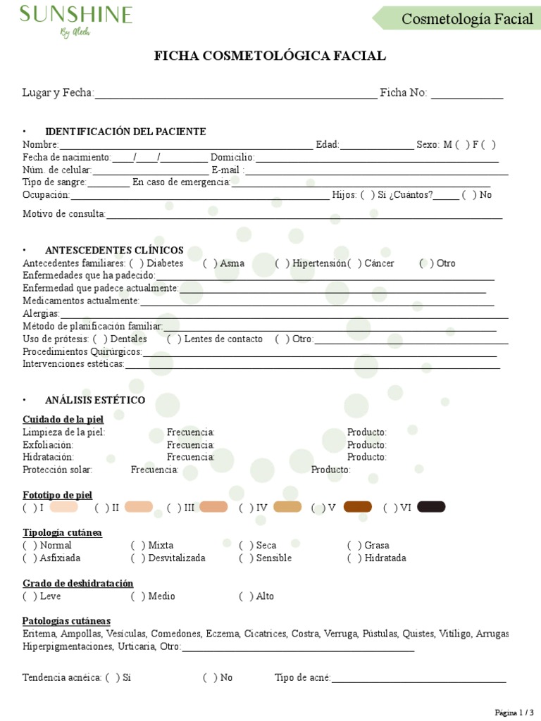 Ficha Cosmetologia Facial | PDF | Cuidado de la salud | Salud pública