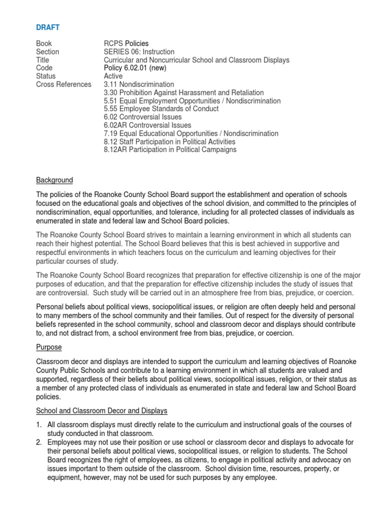 Decor Policy Final Draft | PDF | Curriculum | Teachers