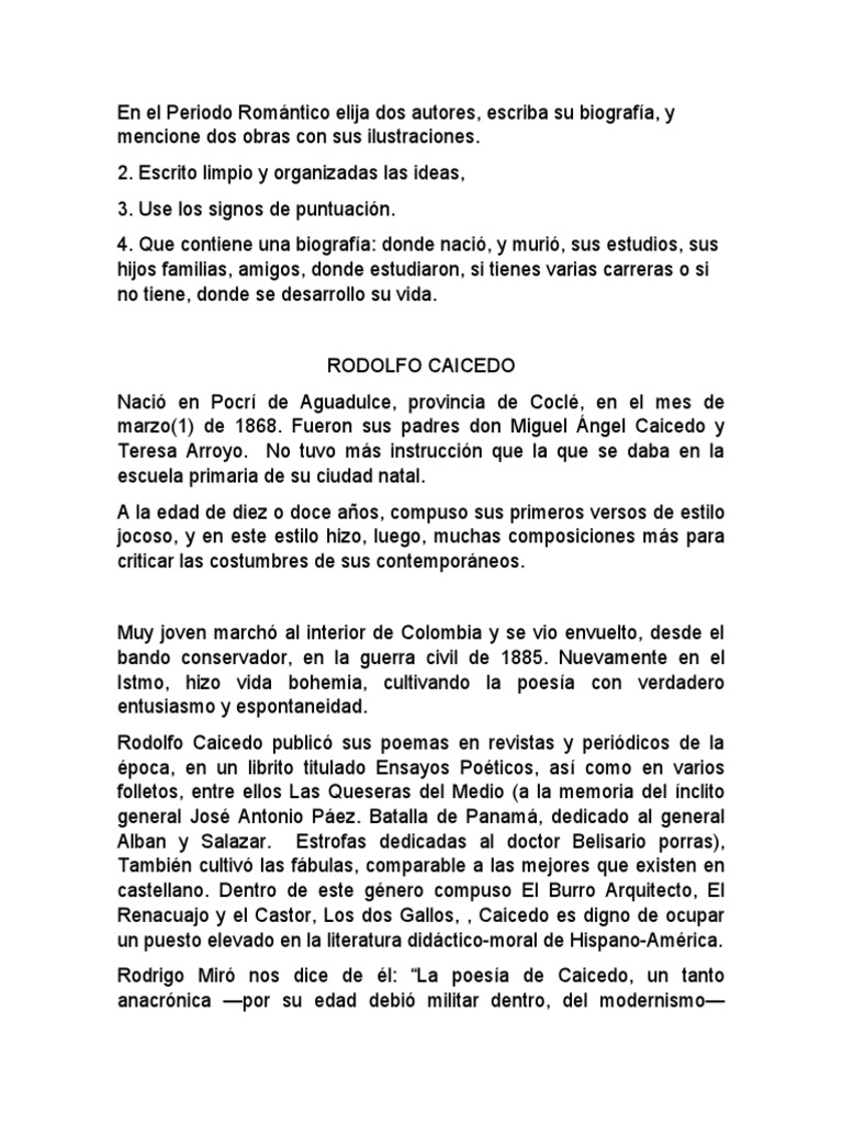 Biografìas Rodolfo Caicedo y Jerònimo de La Ossa | PDF