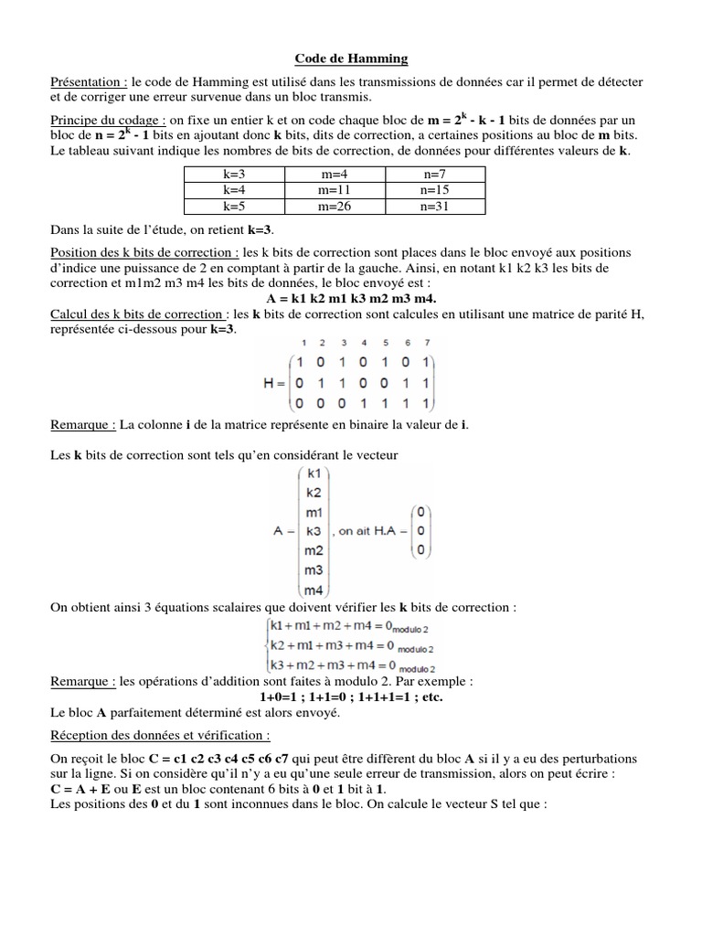 Code de Hamming | PDF