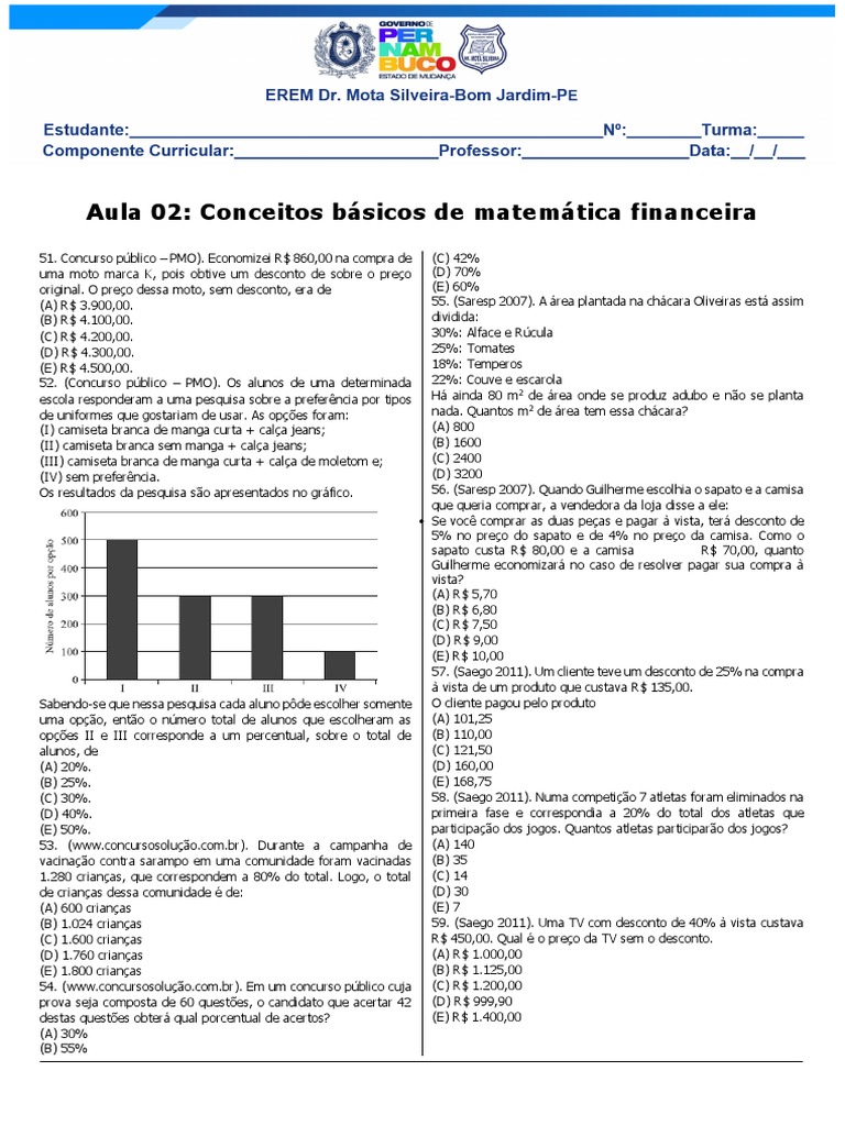 Matemática Financeira: Conceitos e Exercícios | PDF | Juros | Opção ...