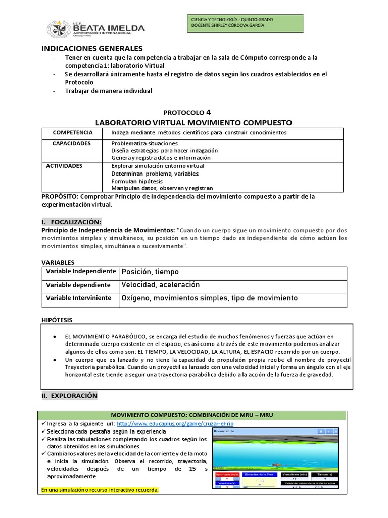 PROTOCOLO 4 Cinematica Virtual | PDF | Fenómenos científicos | Science