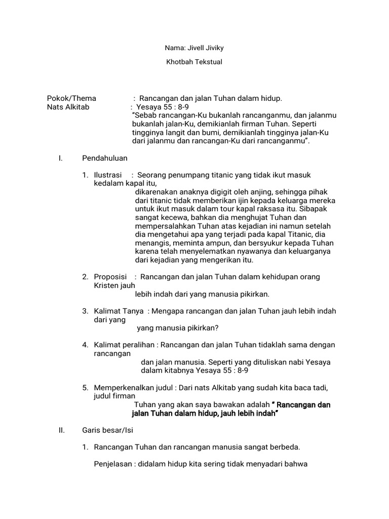 Khotbah Tekstual - 030342 | PDF