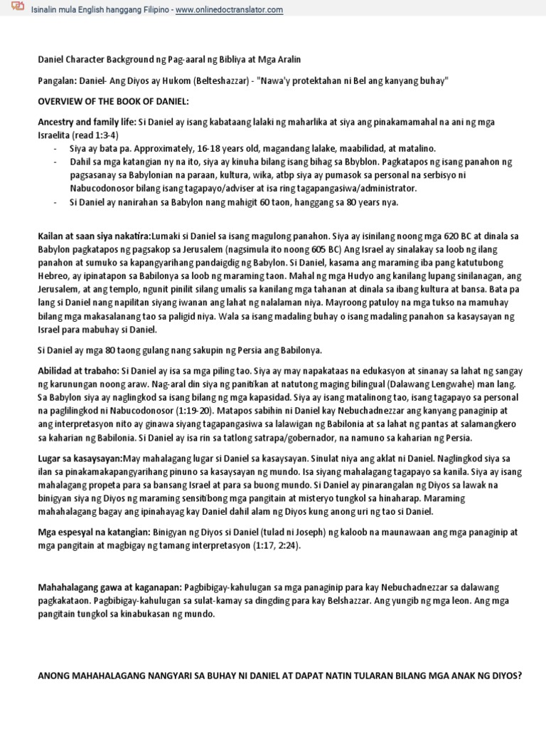 Ang Buhay Ni Daniel | PDF