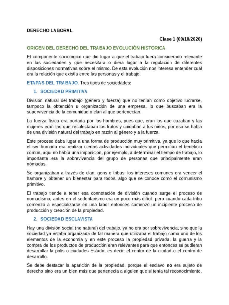 DERECHO LABORAL - Documentos de Google | PDF | Derecho laboral | Feudalismo