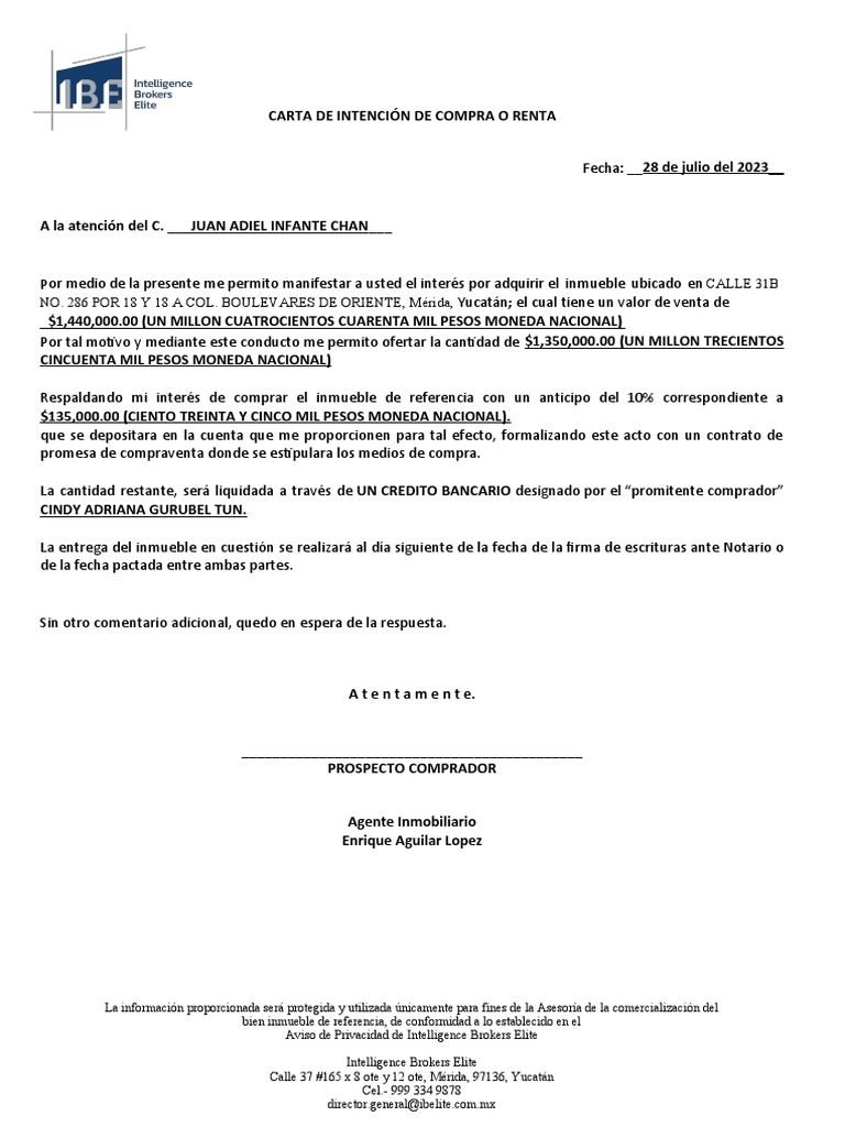 Carta de Intencion | PDF