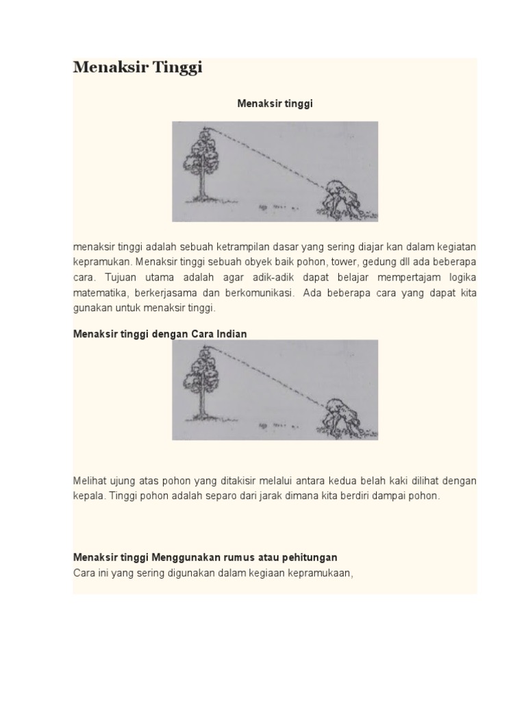 Cara Menaksir Tinggi Pohon Pramuka | PDF