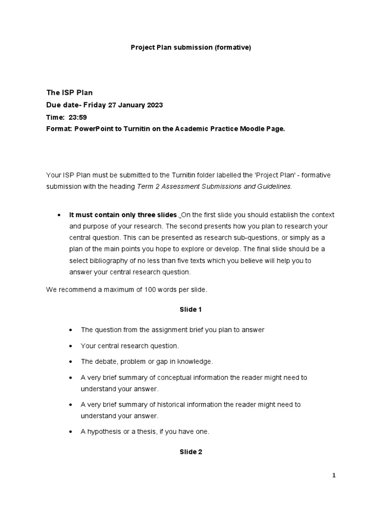 Project Plan - Formative Submission Guidelines | PDF | Career & Growth ...