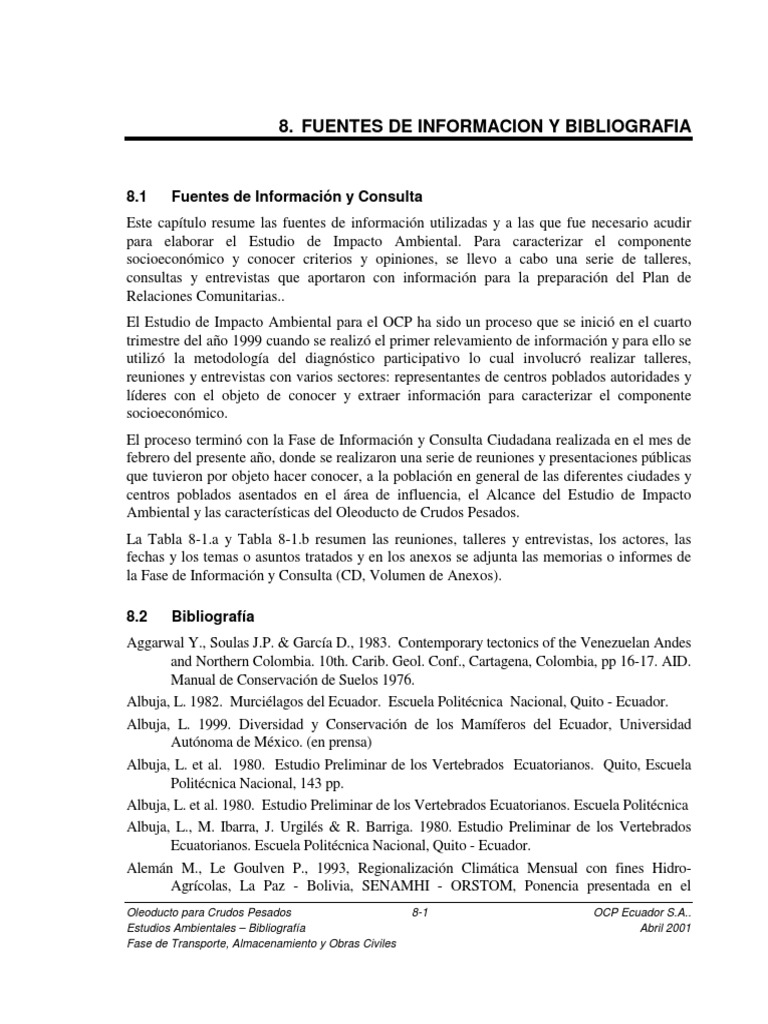 Estudio Ambiental del Oleoducto OCP | PDF | Ecuador | Volcán