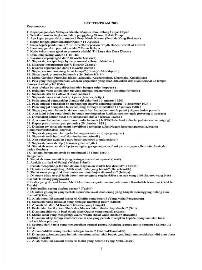 PDF Materi Tekpram Penggalang LCC 2018 - Compress | PDF | Agama & Spiritualitas