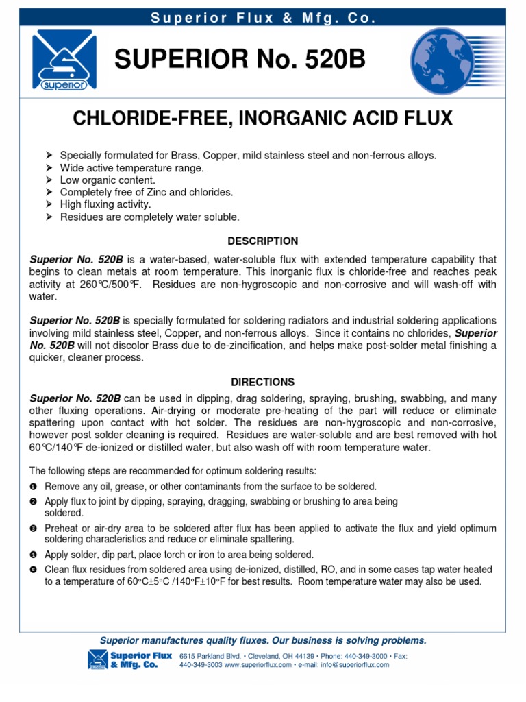 TDS No 520B | PDF | Soldering | Solder