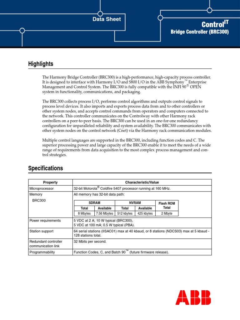 1-05 Bridge Controller (BRC-300) Data Sheet | PDF | Input/Output | Computer Network