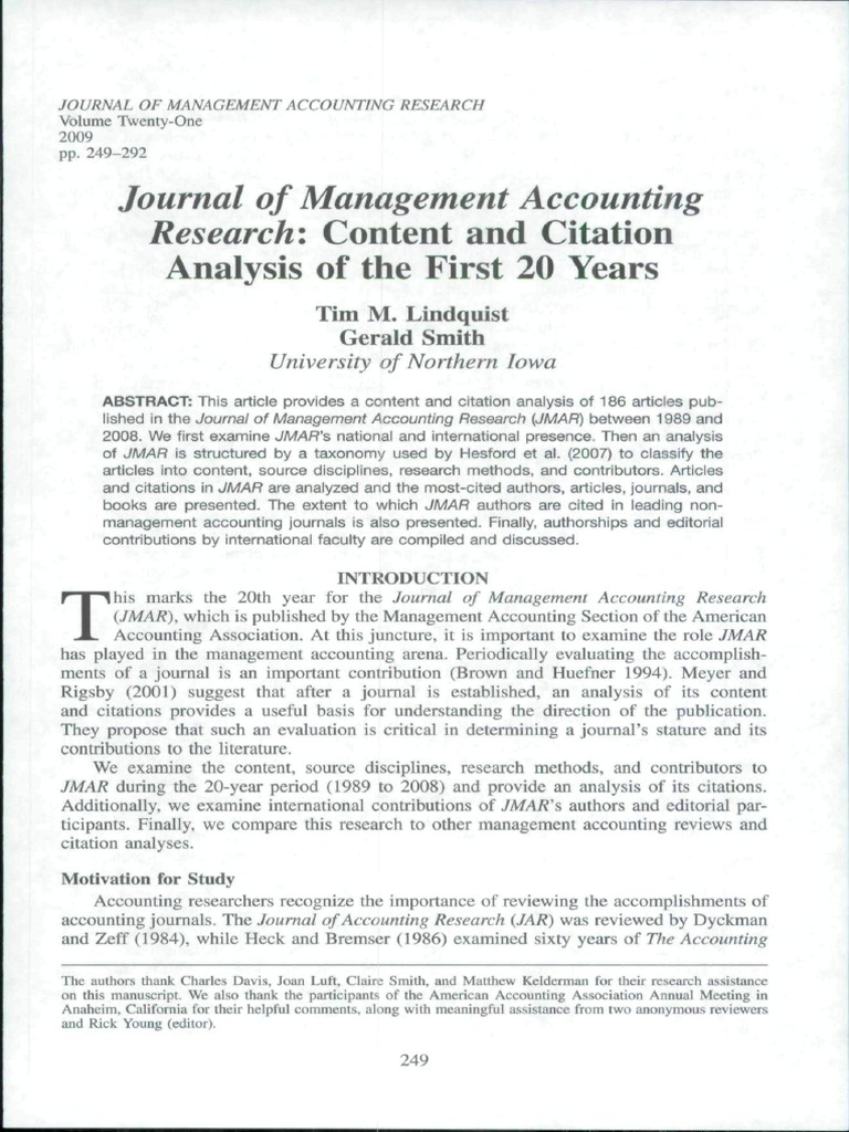 Lindquist and Smith | PDF | Citation | Economics