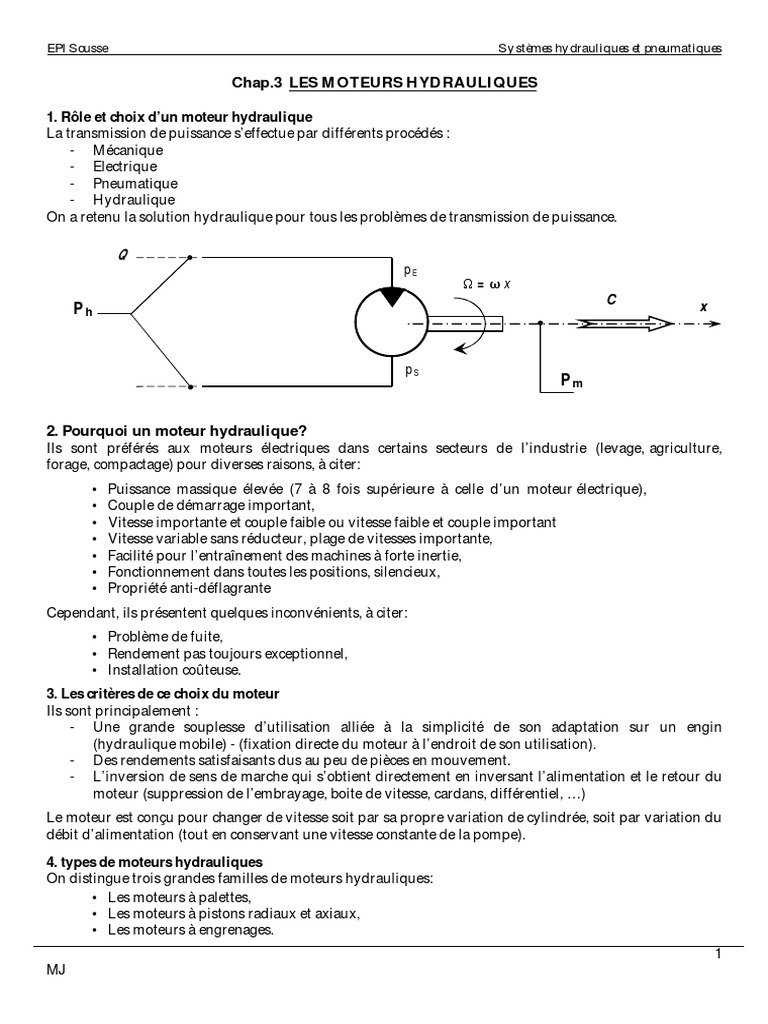 Chap3. Moteurs Hydrauliques | PDF