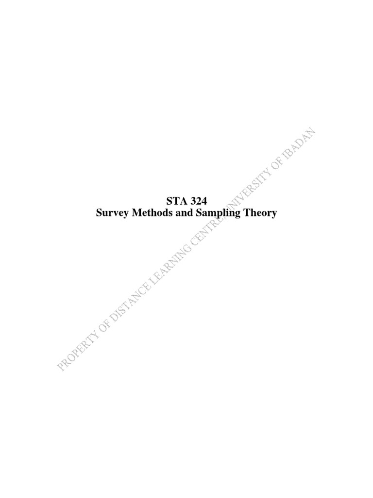 Sta 324 Survey Sampling Pdf Survey Methodology Sampling Statistics