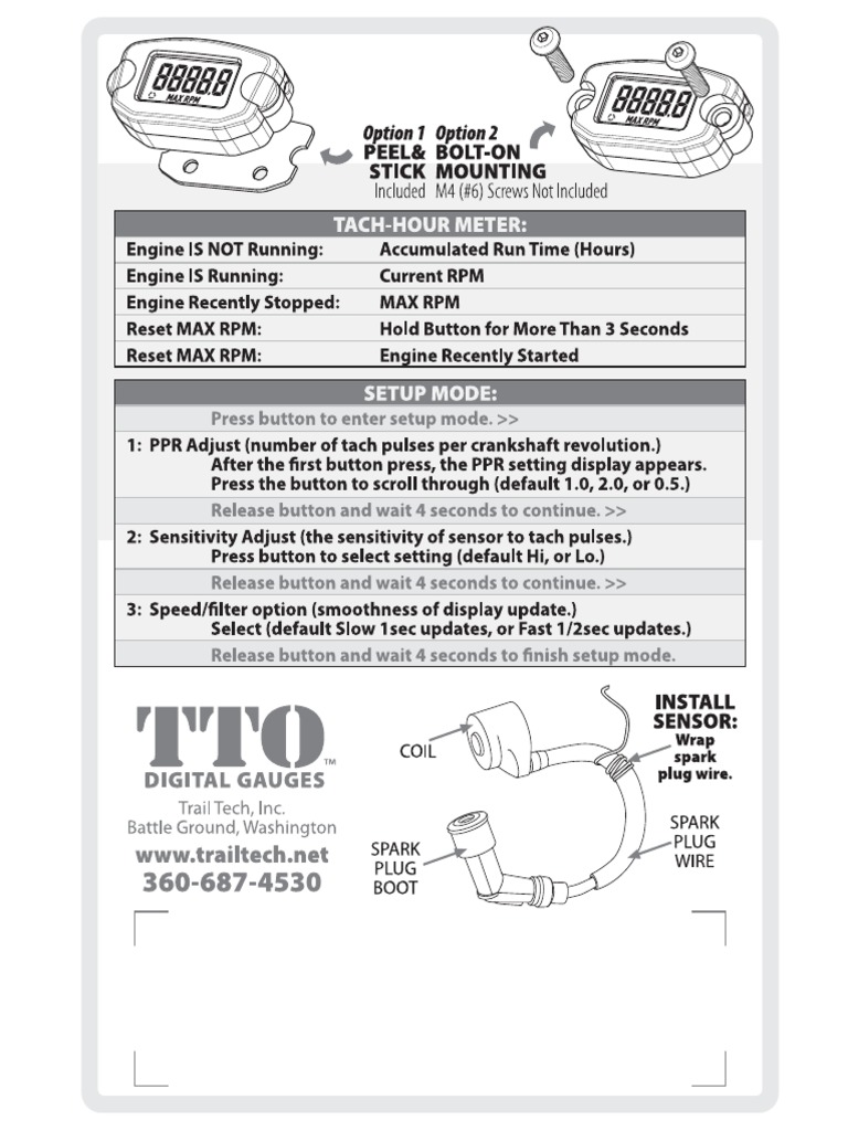 Tto Tach Hour Manual | PDF